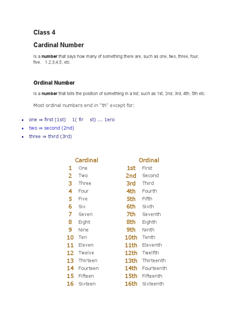 Class 4 - Alphabet and Cardinal and Ordinal Numbers (Recuperado ...