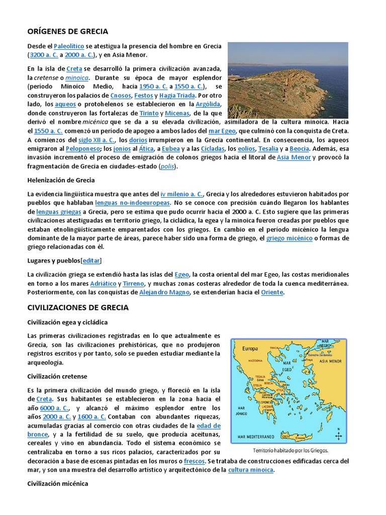 Orígenes de Grecia | PDF | Antigua Grecia | Grecia micénica