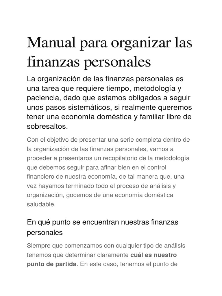 Manual para Organizar Las Finanzas Personales | PDF | Interés | Finanzas personales