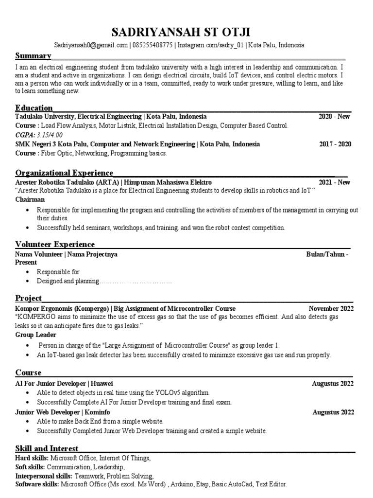 (Template) CV MSIB 4 2023 | PDF | Internet Of Things | Computing