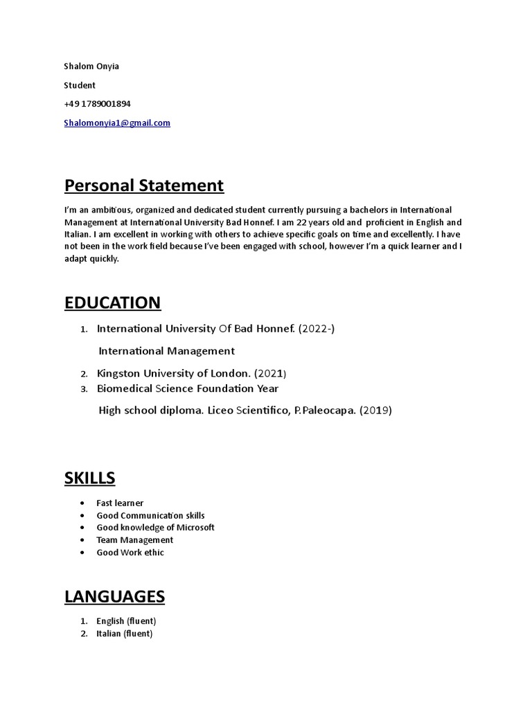 Shalom CV | PDF