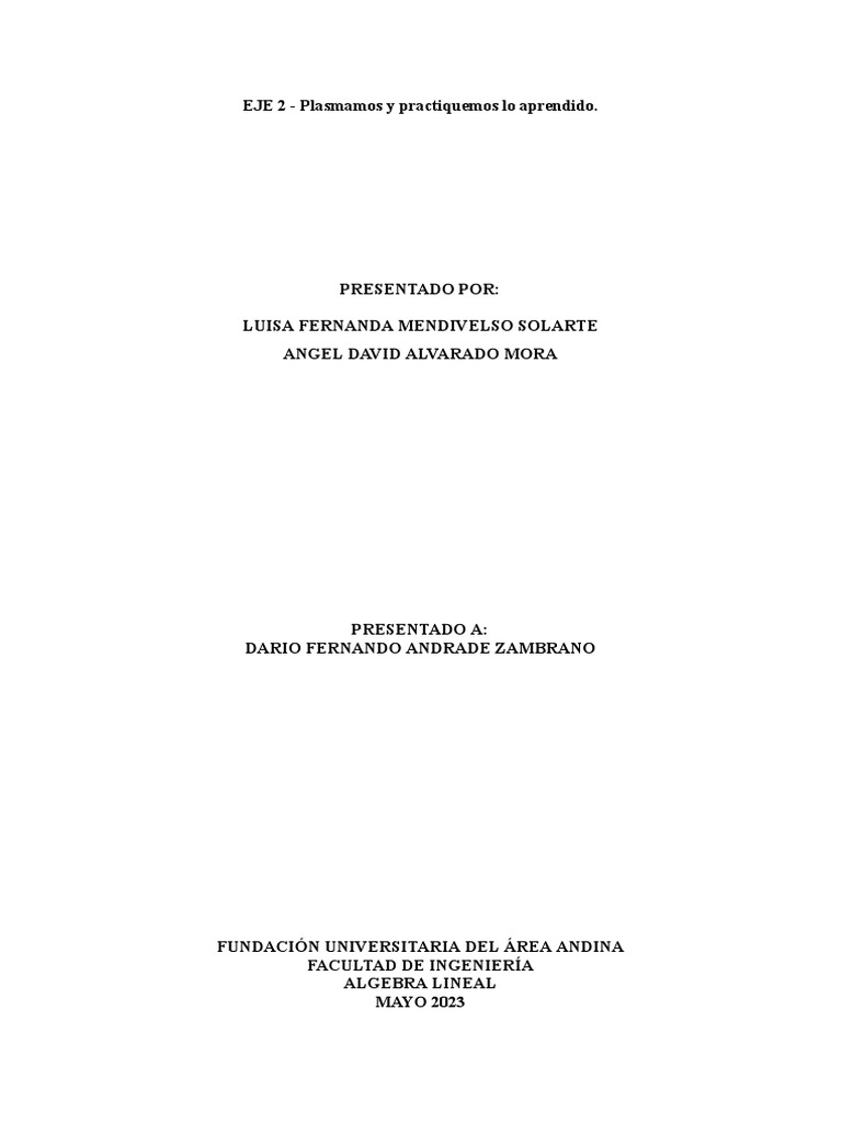 Eje 2 - Algebra Lineal | PDF | Informática | Tecnología