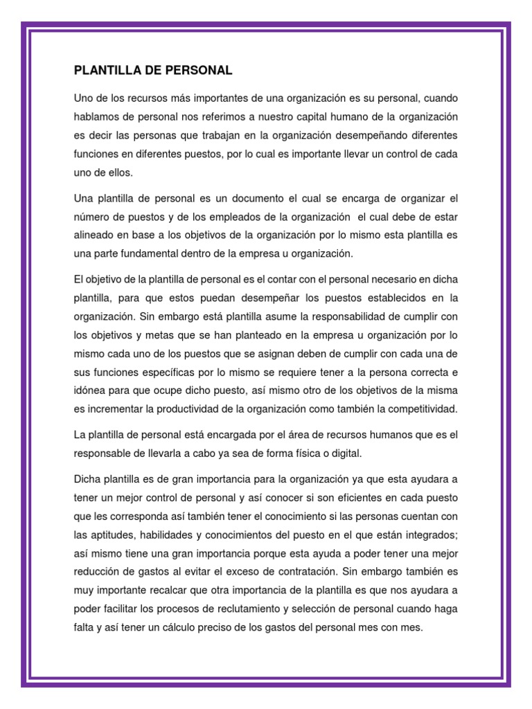 Plantilla de personal | PDF