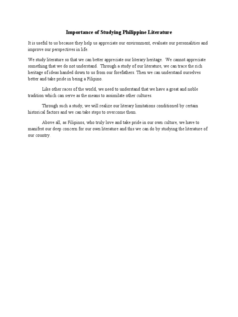 Importance of Studying Philippine Literature | PDF