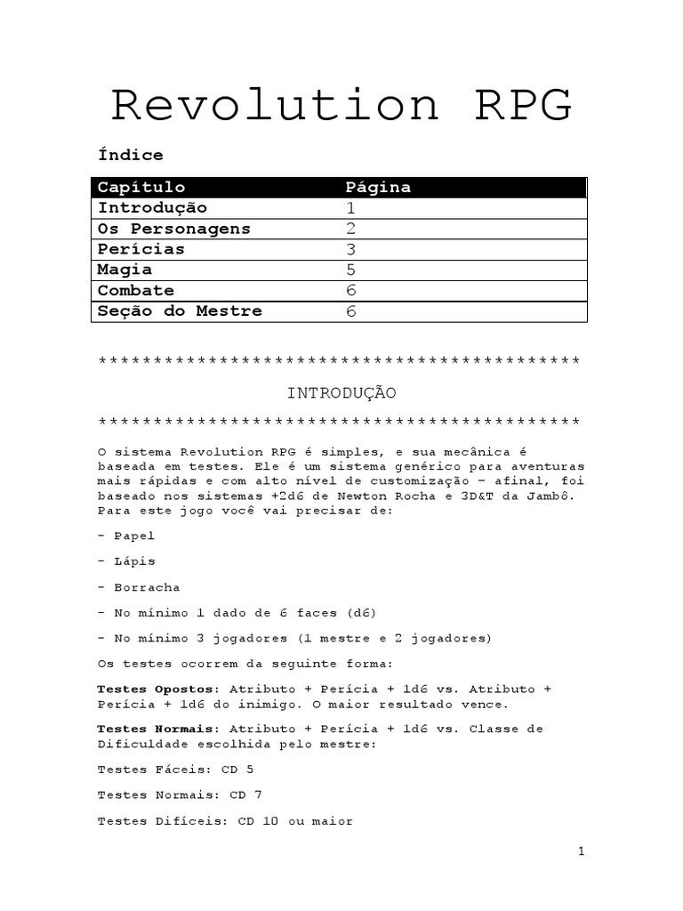 Revolution RPG | PDF | Jogos de RPG