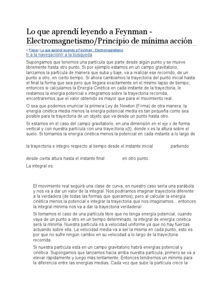 Lo Que Aprendí Leyendo A Feynman 2 | PDF | Integral | Relatividad especial