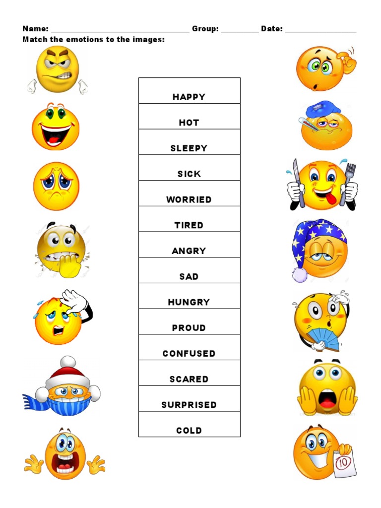 4th Grade Emotions Match (BIG) | PDF