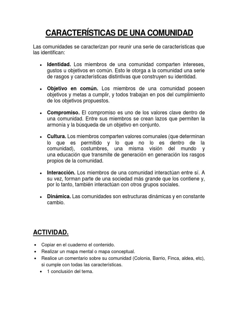 Características de Una Comunidad | PDF