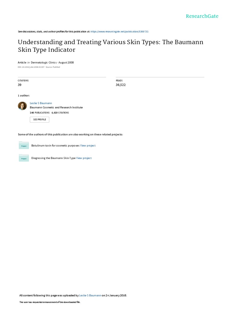 Baumann Skin Type Classification | PDF | Skin | Chemistry
