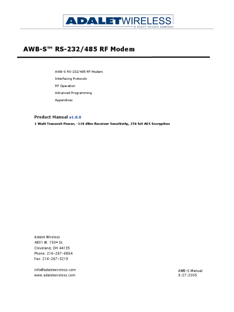 AWB-S Manual | PDF | Modem | Data Transmission