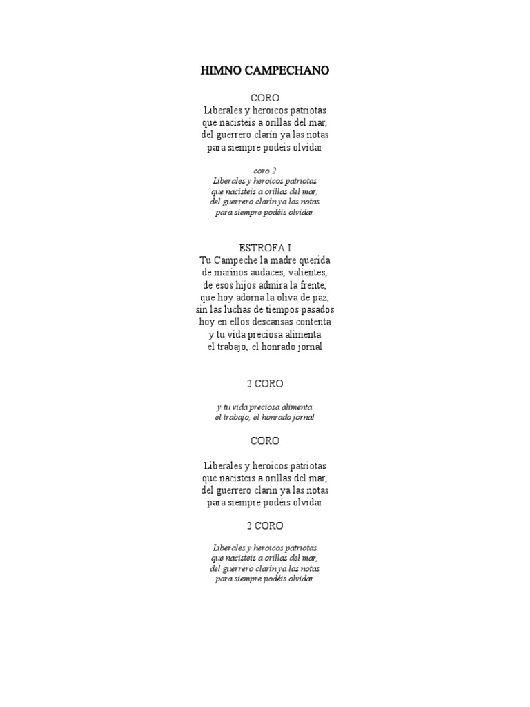 HIMNO CAMPECHANO | PDF