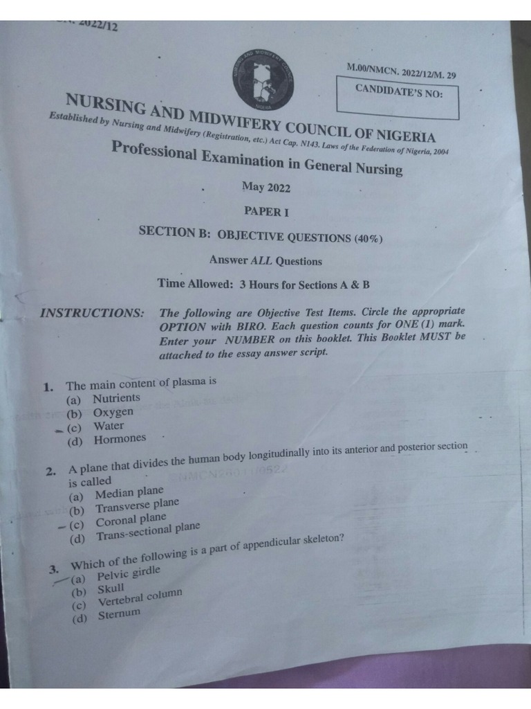 OBj May2022 Paper 1&2 NMCN | PDF
