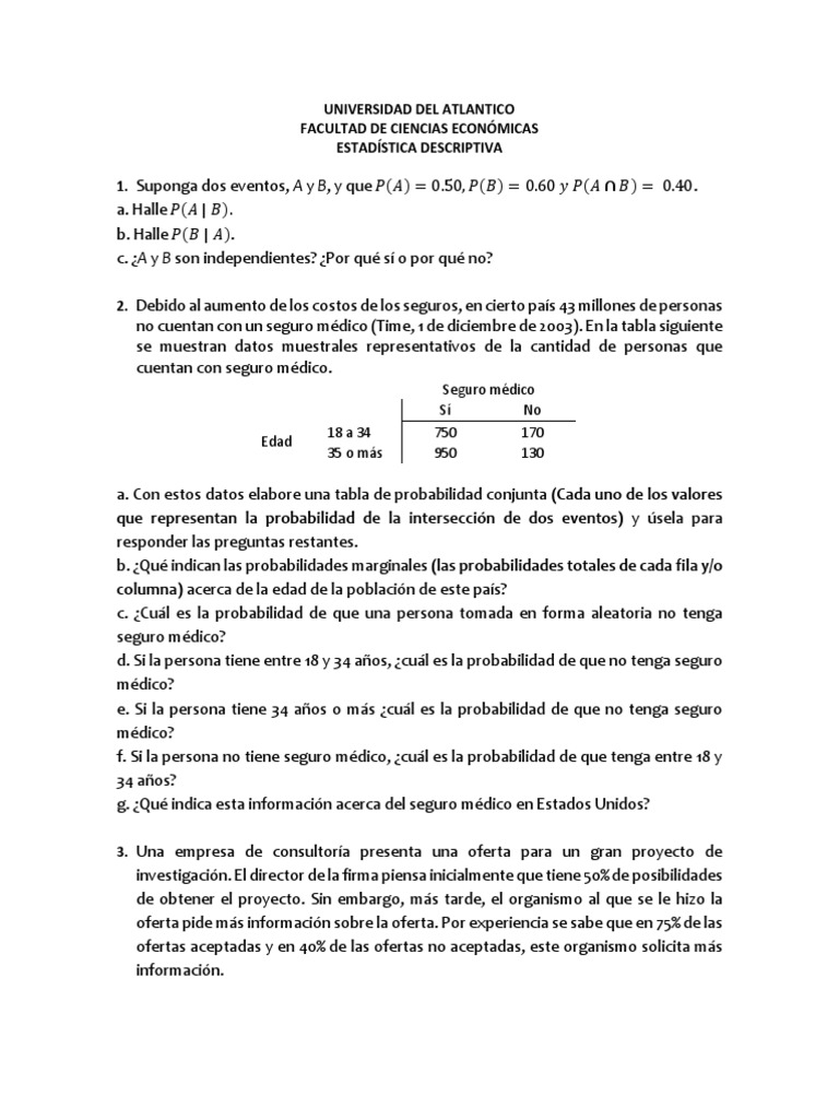 Ejercicios Probabilidad | Descargar gratis PDF | Probabilidad | Probabilidades y estadísticas
