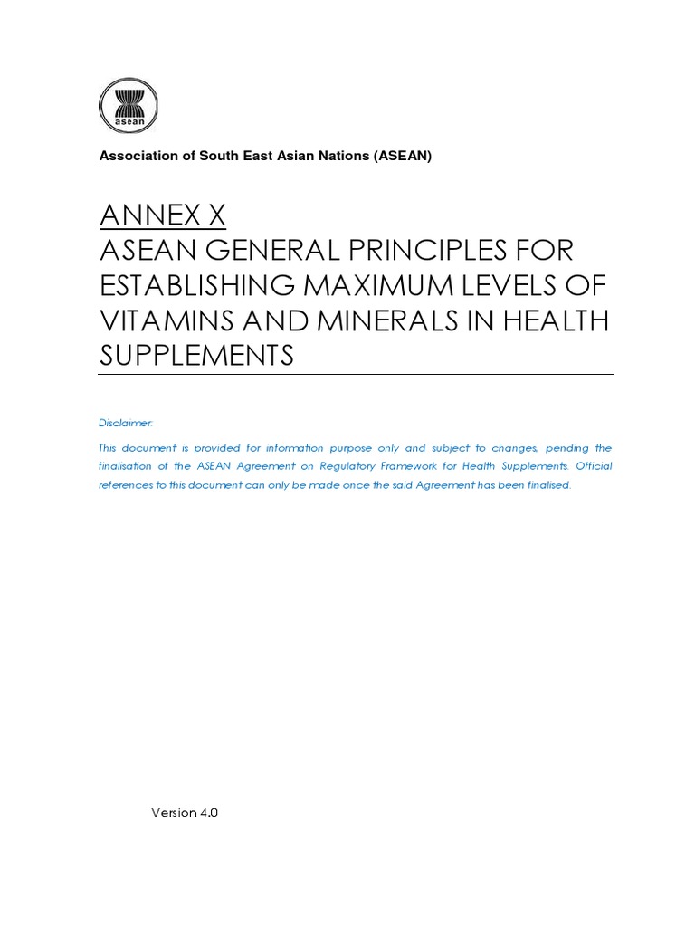 ASEAN General Principles For Max Levels Vitamins Minerals HS V4.0 Wi ...