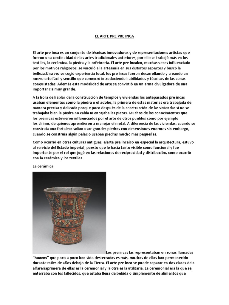 El Arte Pre Pre Inca | PDF | Imperio Inca | Pinturas