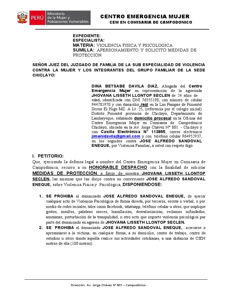 Solicita Medidas ARLENE WILLIS PANIZO | PDF | La violencia contra las ... Solicita Medidas ARLENE WILLIS PANIZO | PDF | La violencia contra las ...