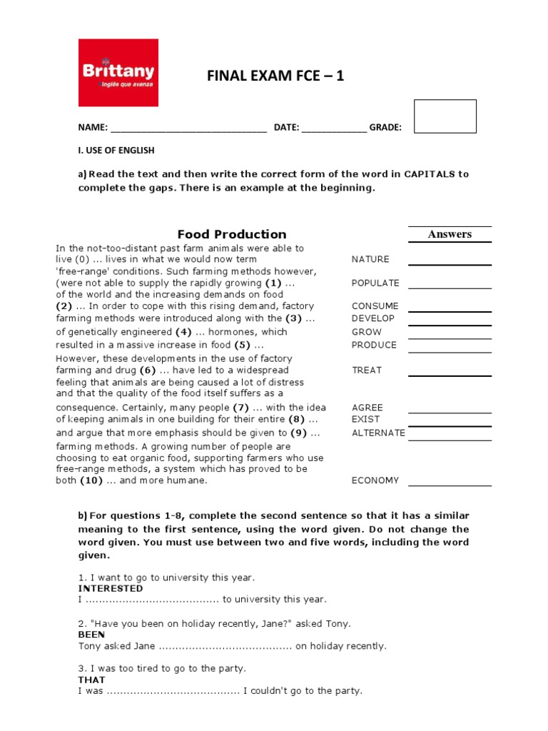 Understanding FCE Exam Components | PDF | Carrie Fisher | Intensive ...