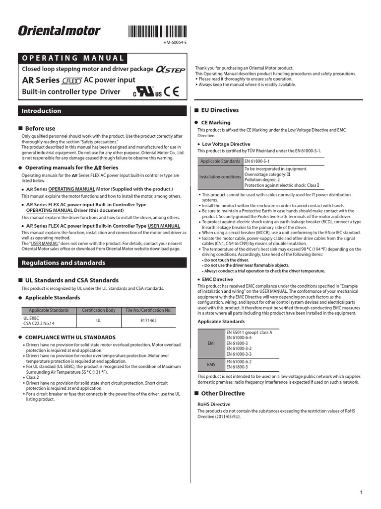 AR Series: AC Power Input Built-In Controller Type Driver | Download Free PDF | Power Supply ...