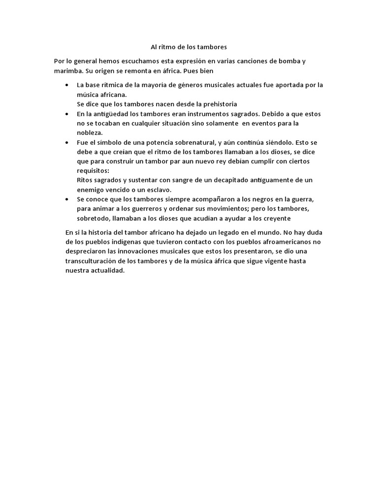Al Ritmo de Los Tambores | PDF