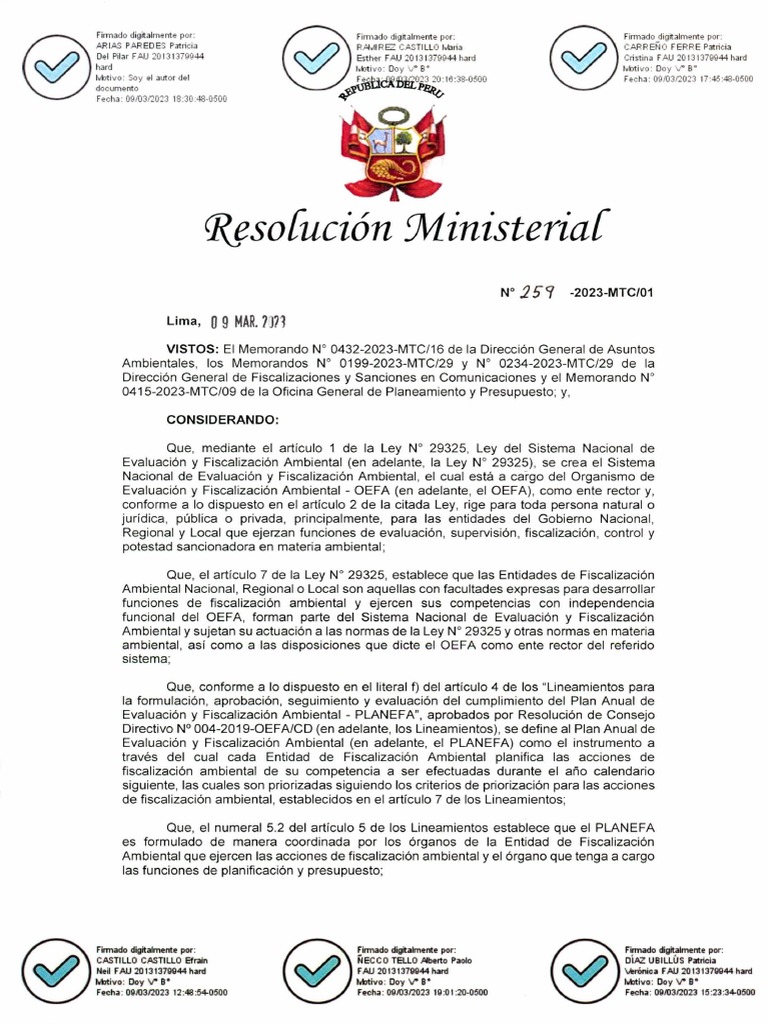 RM 259-2023-MTC01 | PDF | Gobierno