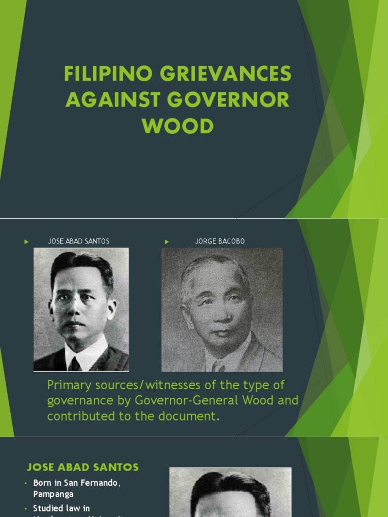 Filipino Grievances Against Governor Wood | PDF | Philippines | Government