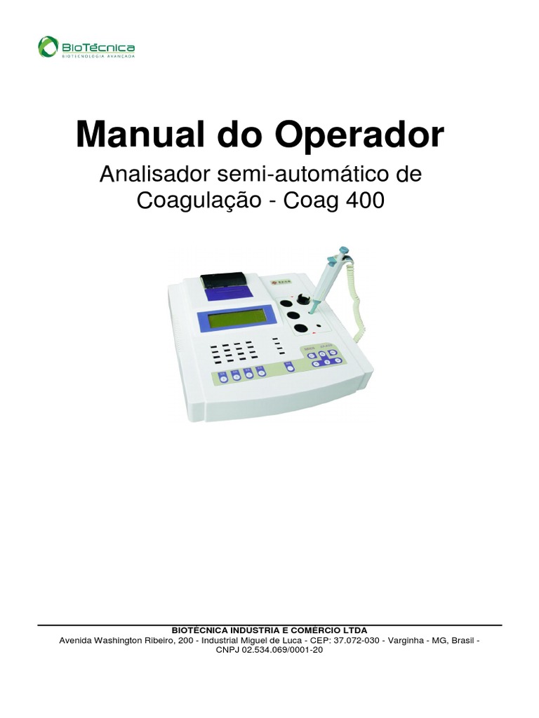 Manual do Analisador Coag 400 | PDF | Fonte de energia | Rede de computadores
