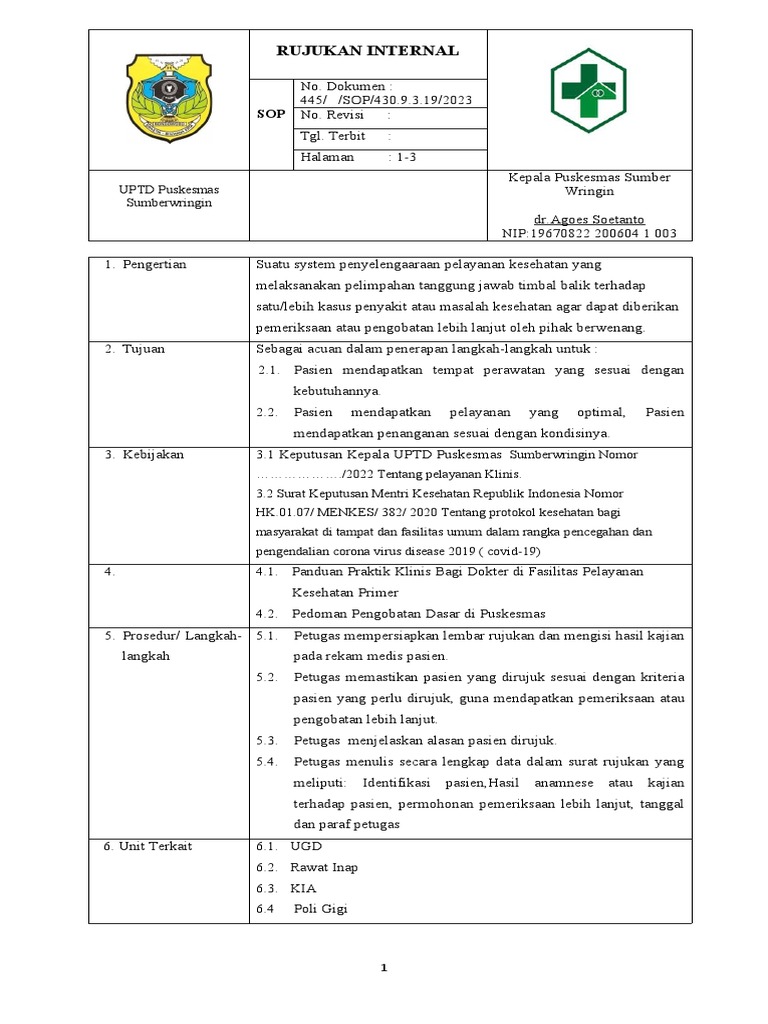 Sop Rujukan Internal | PDF