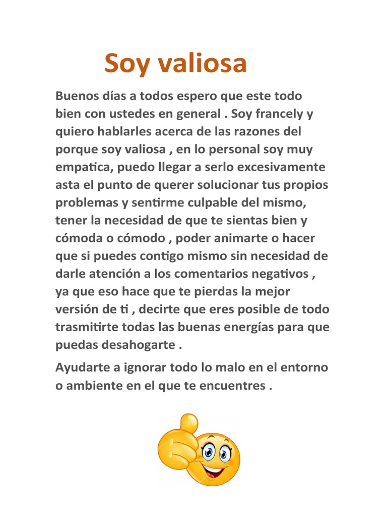 Razones por las que soy valiosa | PDF