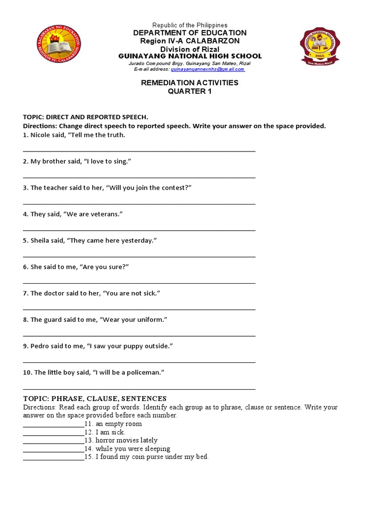 q1 Remediation Activities | PDF | Verb | Grammatical Tense