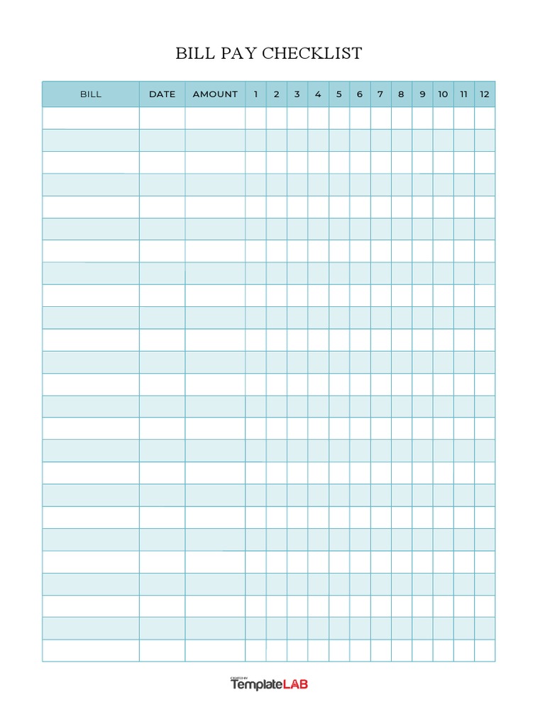 Bill Pay Checklist | PDF