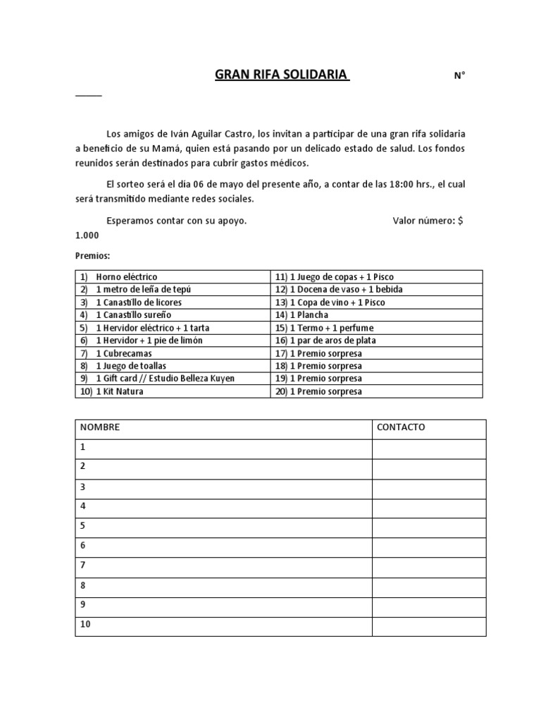 Gran Rifa Solidaria | PDF