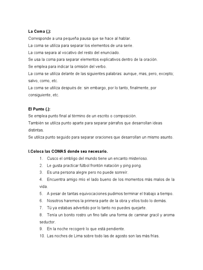 Taller El Punto y La Coma | PDF