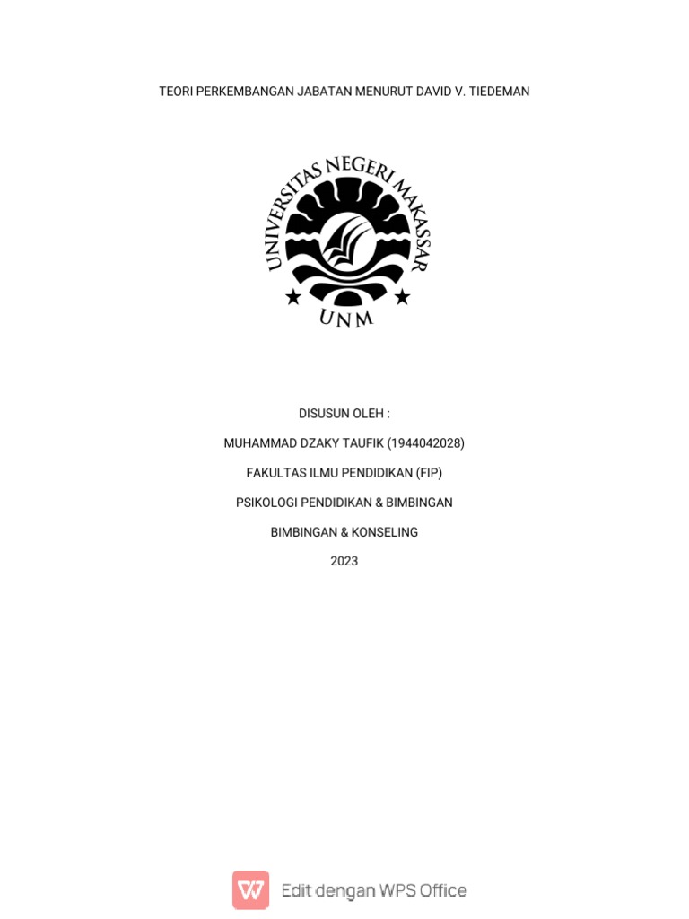 Teori Perkembangan Jabatan David v. Tiedeman - Muh Dzaky T (1944042028 ...