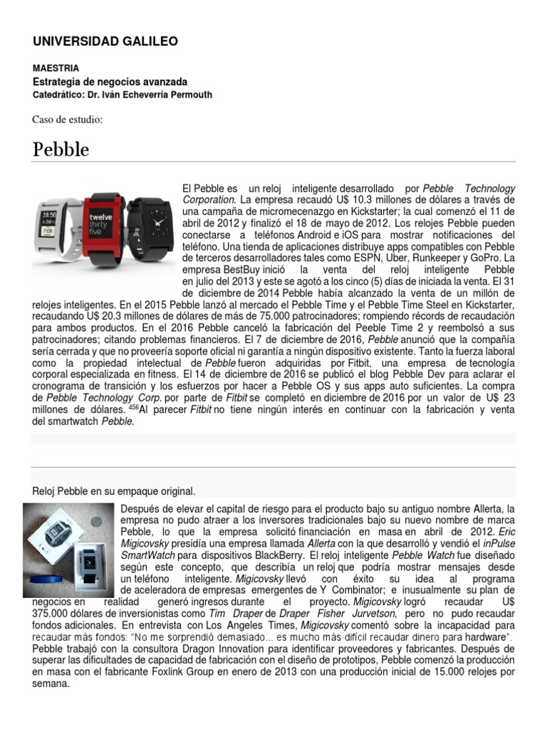 CASO Avanzada 6 PEBBLE Primer Reloj Inteligente | PDF | Computadoras ...