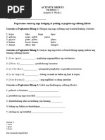 Filipino Grade3 Activity Sheets | PDF