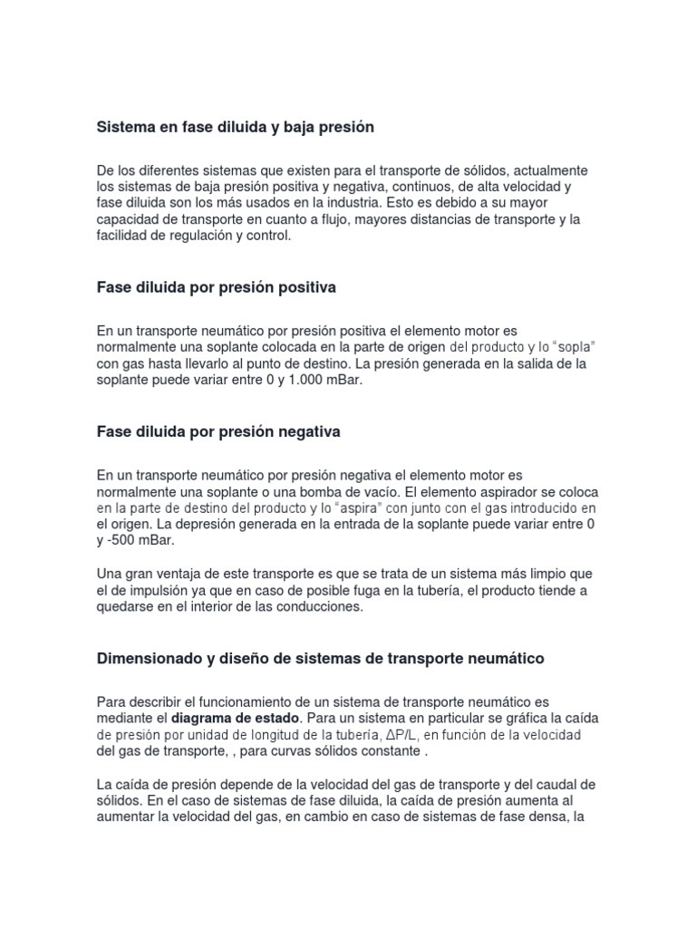 Sistema en Fase Diluida y Baja Presión | PDF | Transporte | Gases