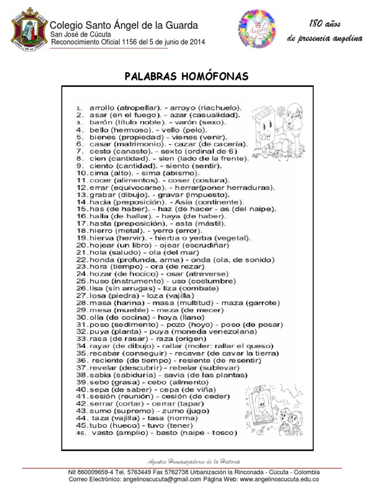 Listado de Palabras Homófonas - 3° | PDF