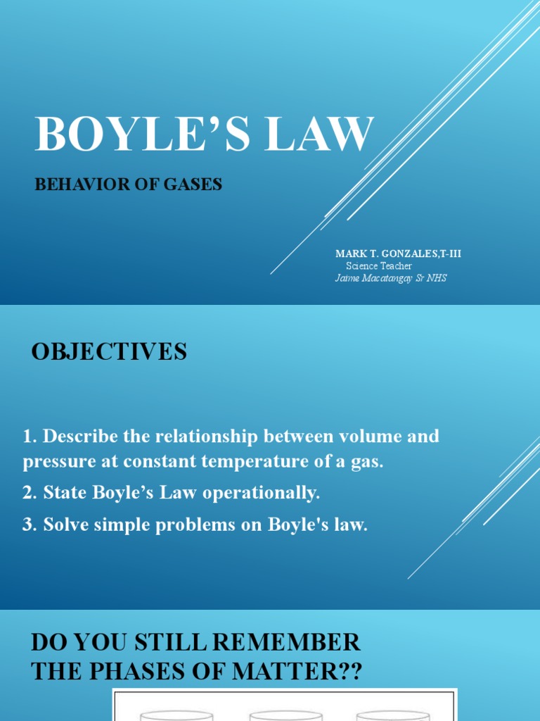 Boyle's Law | PDF | Gases | Atmosphere