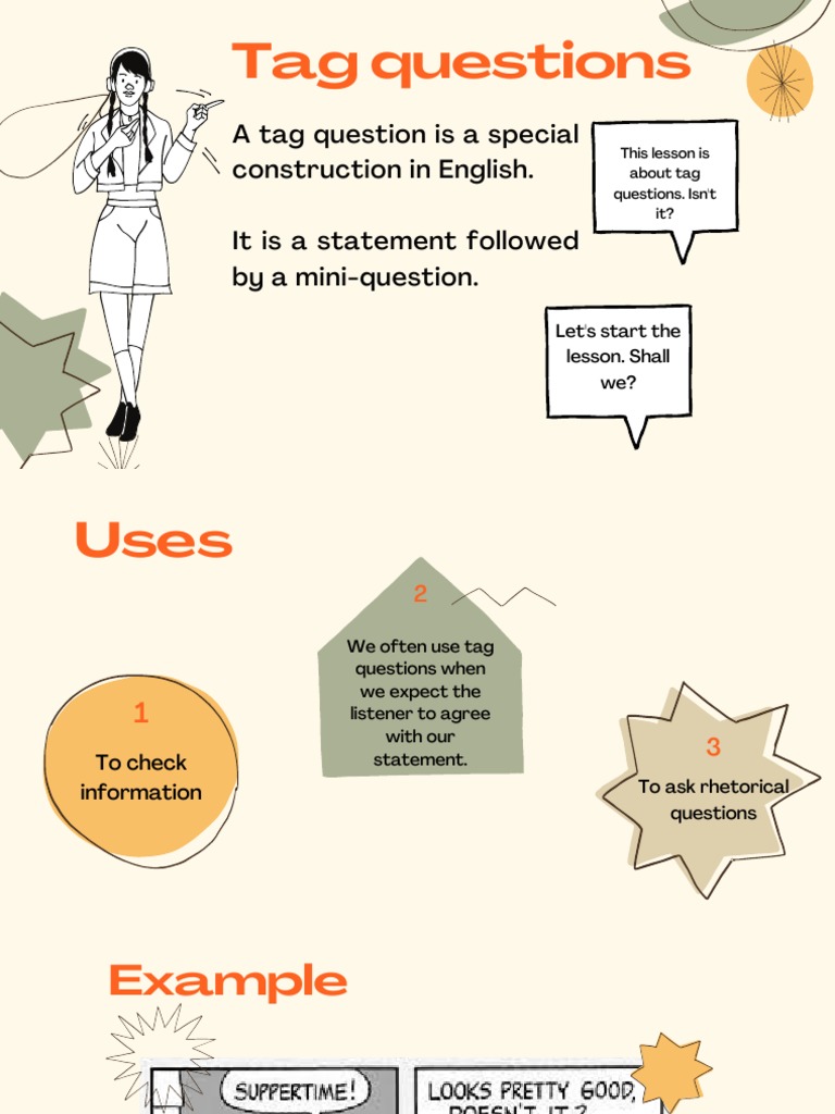English Tag Questions Guide | PDF | Linguistic Morphology | Components