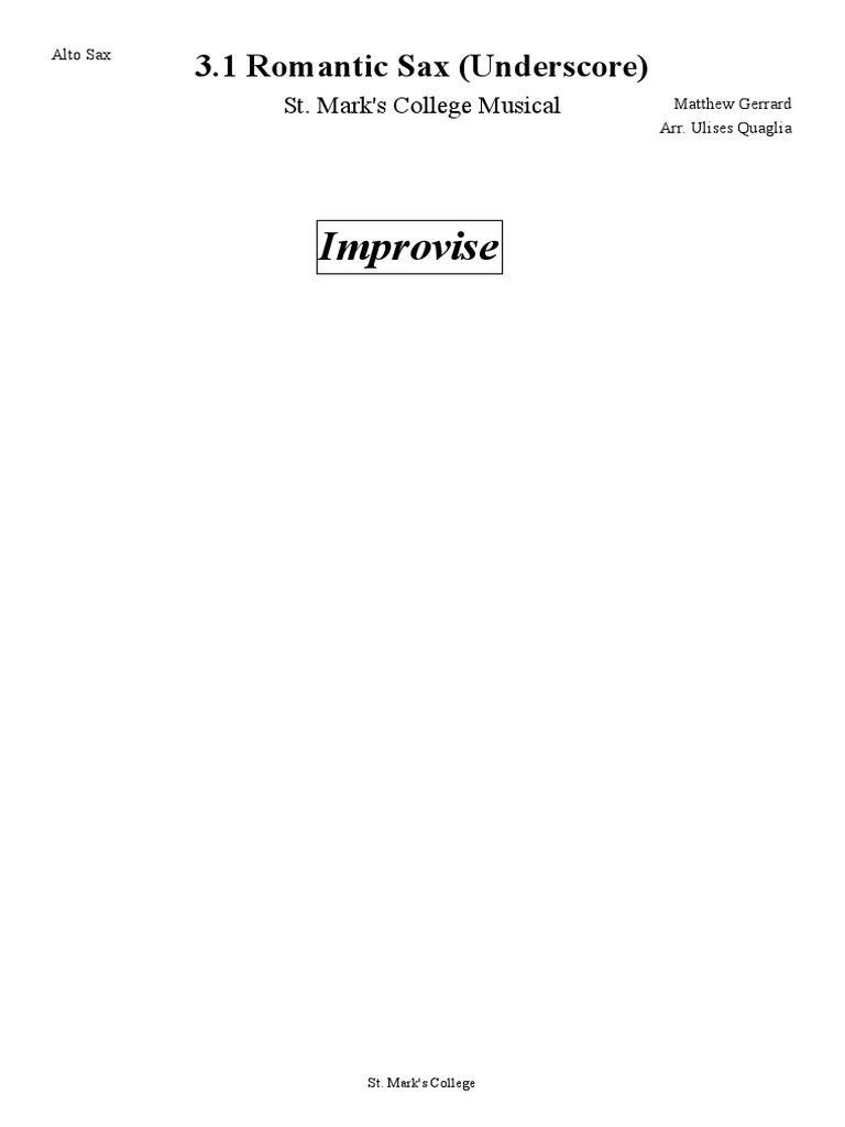 3.1 Saxo Romantico (Underscore) - Alto Sax | PDF