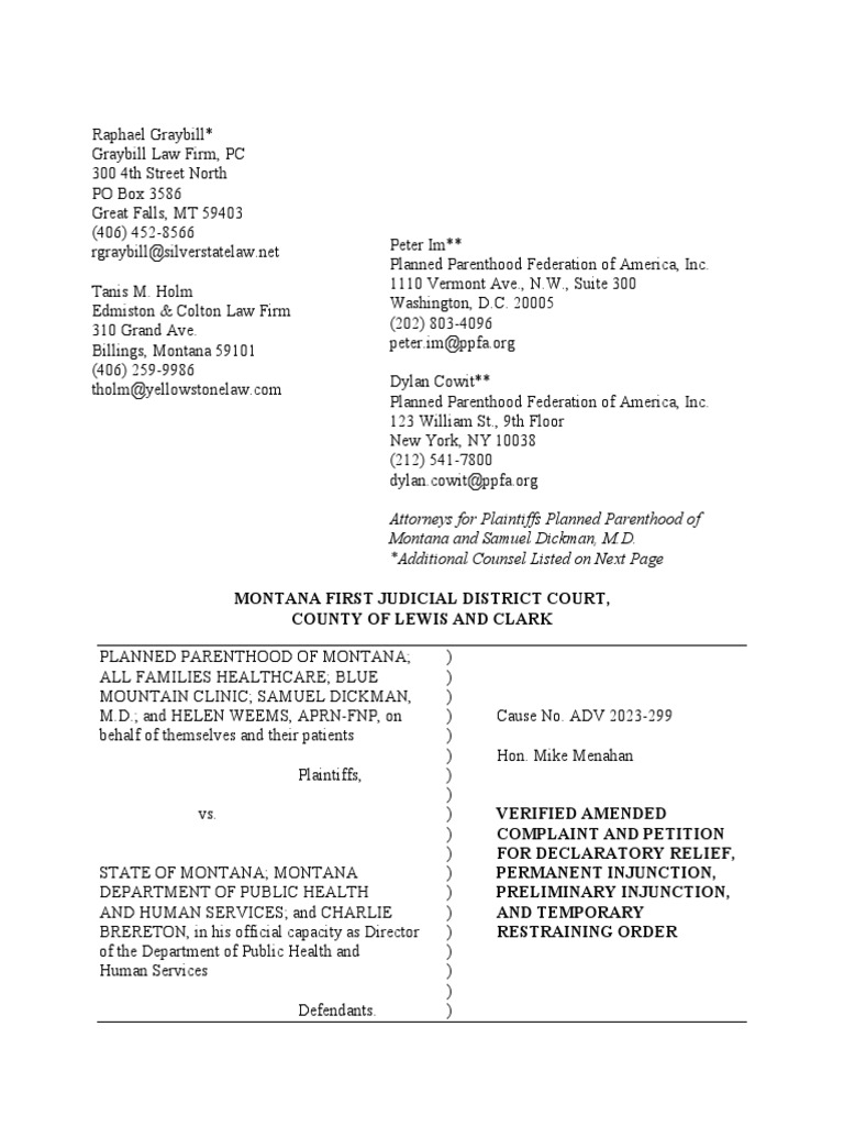 Amended Complaint 1 | PDF | Abortion | Medicaid