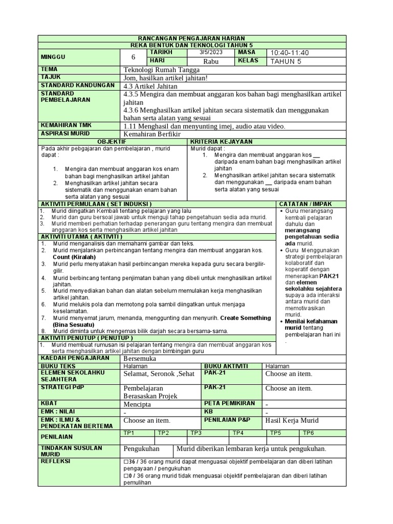 RBT Tahun 5 Minggu 6 | PDF