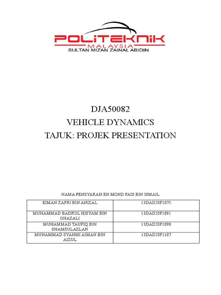 Report Vehicle Dynamic | PDF