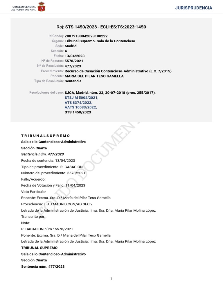 STS 1450 2023 | PDF | Caso de ley | Sentencia (ley)