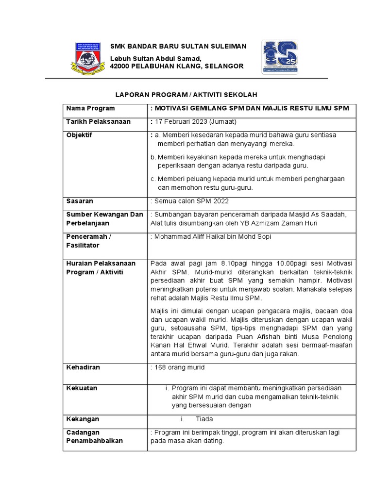 Dokumentasi Majlis Restu Ilmu SPM | PDF