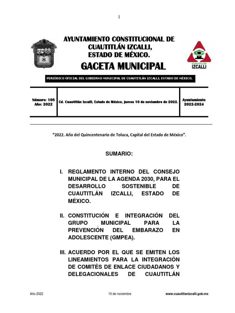 Gaceta 108 | PDF | Gobierno local | México