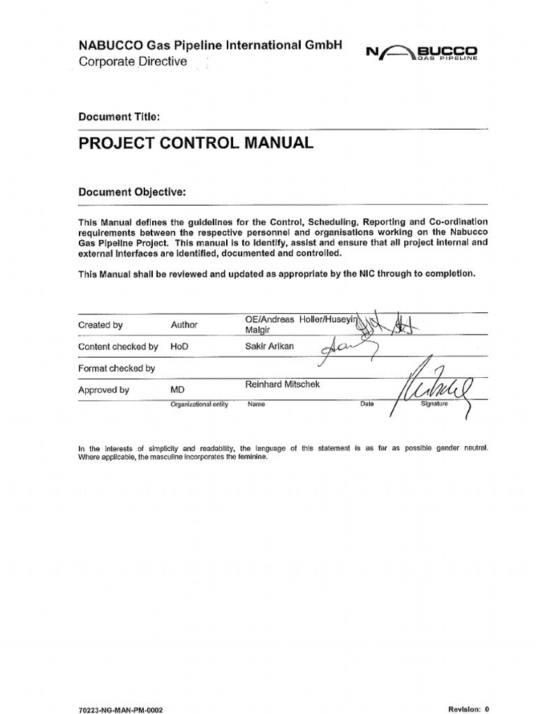 Project Control Manual | PDF