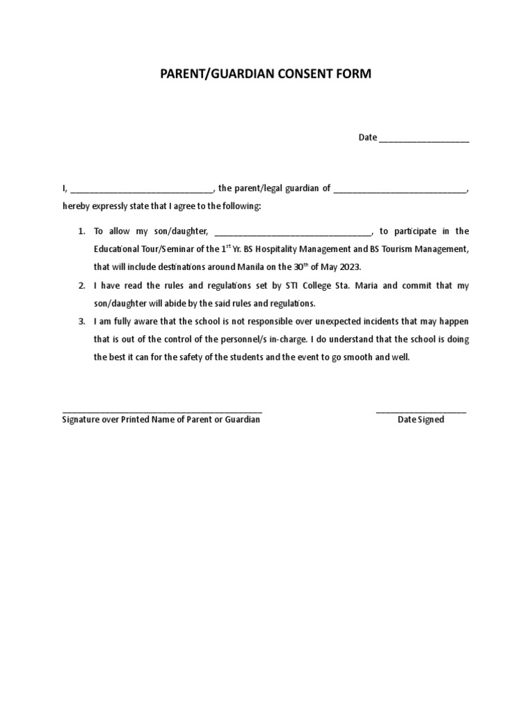 Parent or Guardian Consent Form | PDF