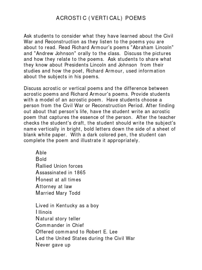 Acrostic Vertical Pdf