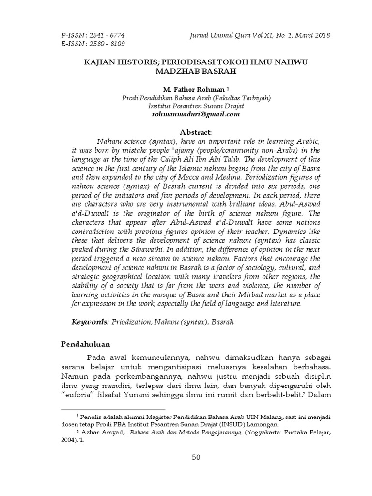 Basrah Nahwu Syntax History Analysis | PDF | Arabs | Abrahamic Religions